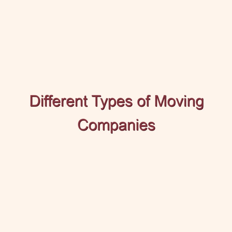 Different Types of Moving Companies
